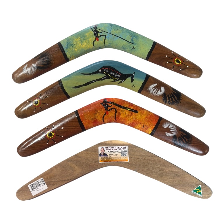 Hand Painted Arthur Conlon 18 Inch Boomerang - Memories of Australia